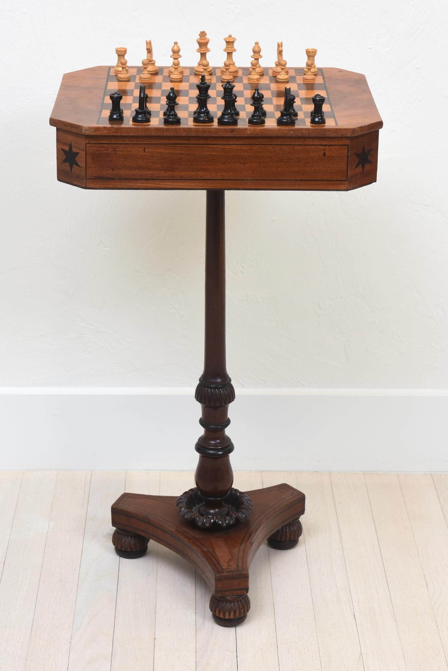 Regency Rosewood and Marquetry Chess Table with Game Set, England, 19th ...