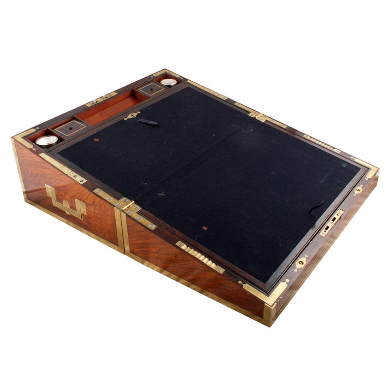 Fine 19th Century Regency Rosewood Brass Bound Box Desk For Sale at 1stDibs
