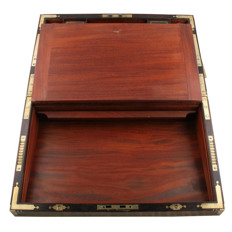 Fine 19th Century Regency Rosewood Brass Bound Box Desk For Sale at 1stDibs