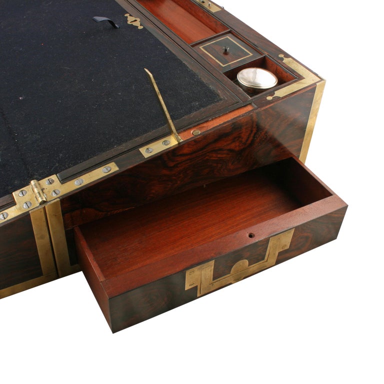 Fine 19th Century Regency Rosewood Brass Bound Box Desk For Sale at 1stDibs