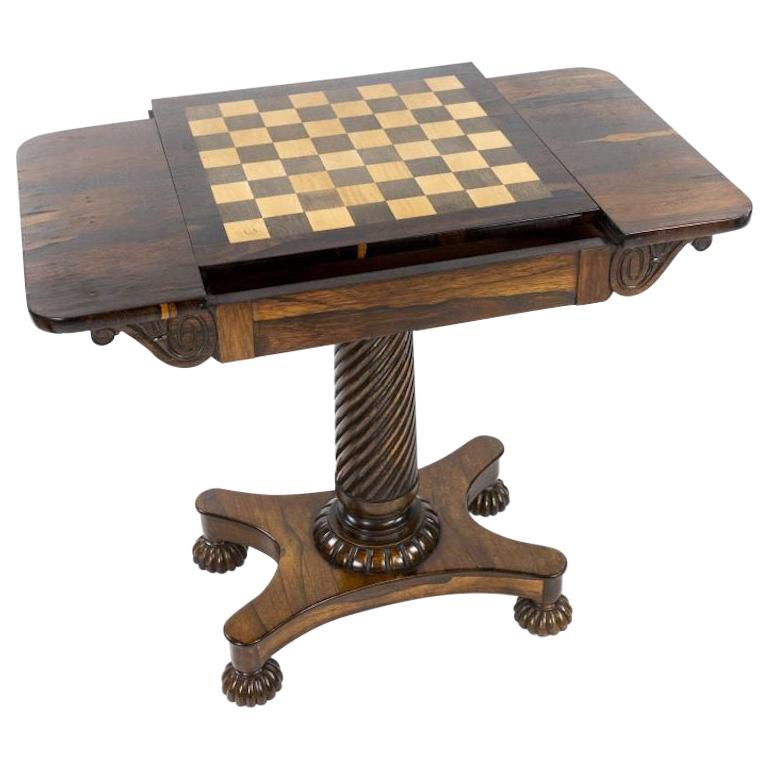 Regency Rosewood Chess and Occasional Table, Attributed to Gillows of ...
