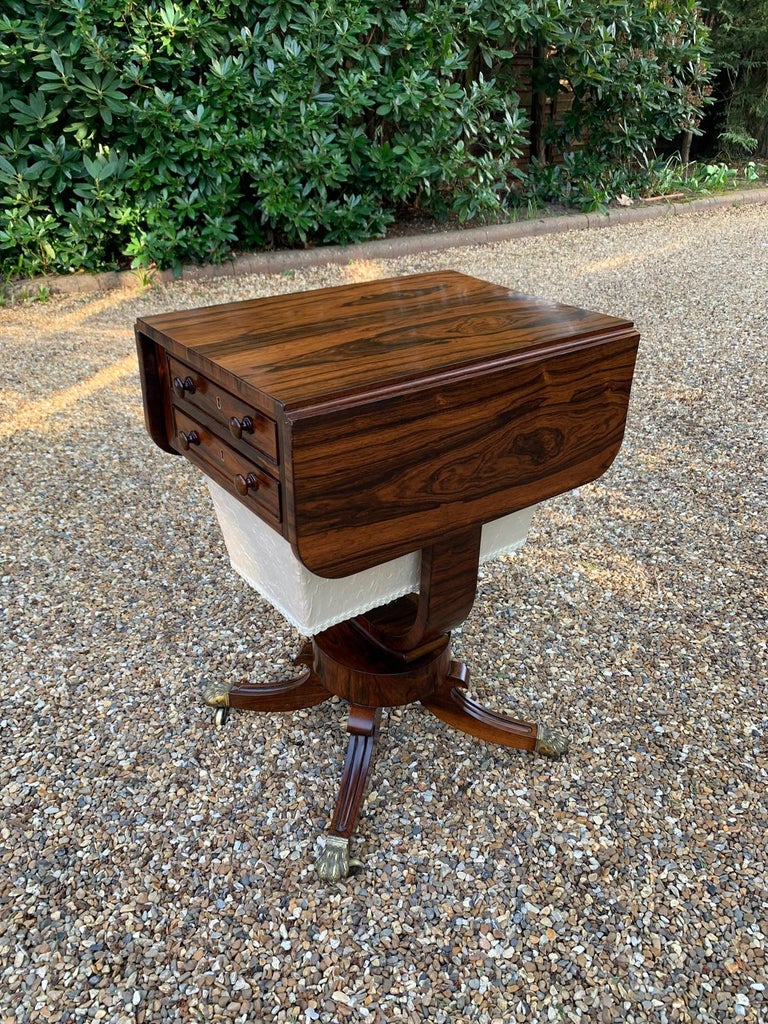 Regency Rosewood Drop Leaf Work Table For Sale at 1stDibs