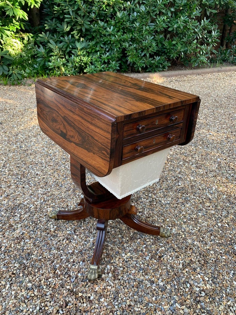 Regency Rosewood Drop Leaf Work Table For Sale at 1stDibs