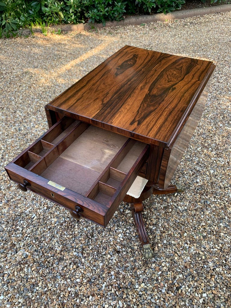 Regency Rosewood Drop Leaf Work Table For Sale at 1stDibs