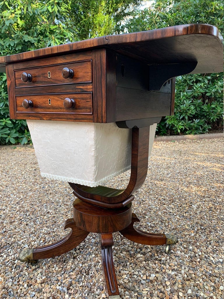 Regency Rosewood Drop Leaf Work Table For Sale at 1stDibs