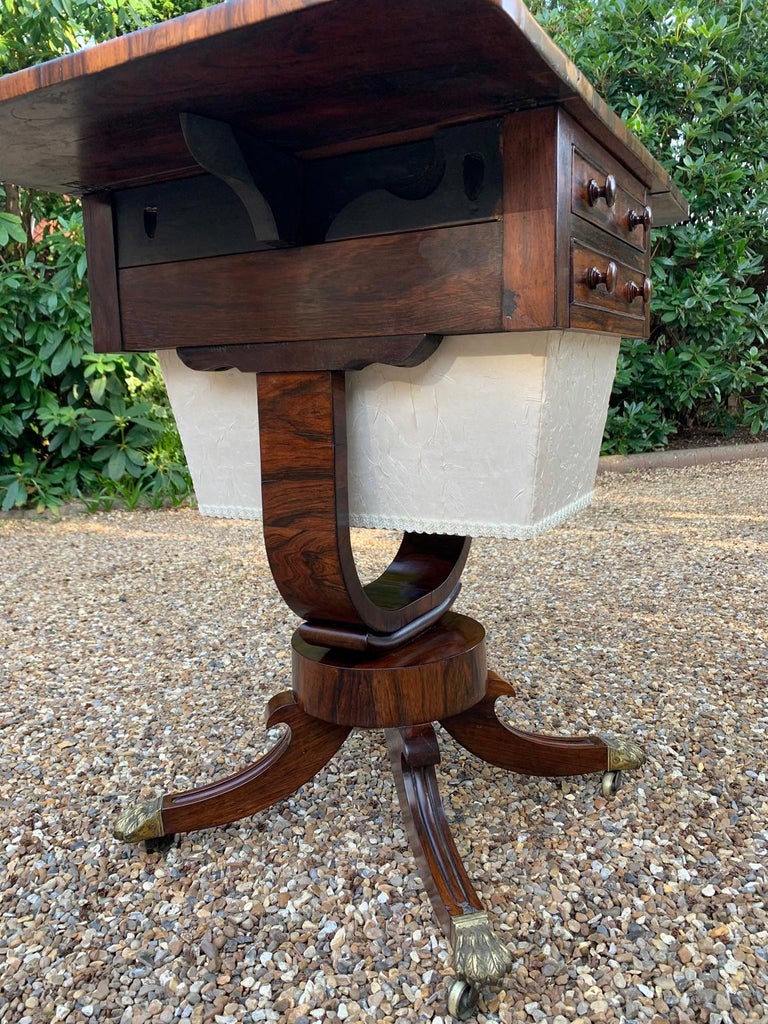 Regency Rosewood Drop Leaf Work Table For Sale at 1stDibs