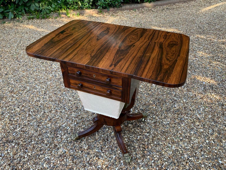 Regency Rosewood Drop Leaf Work Table For Sale at 1stDibs