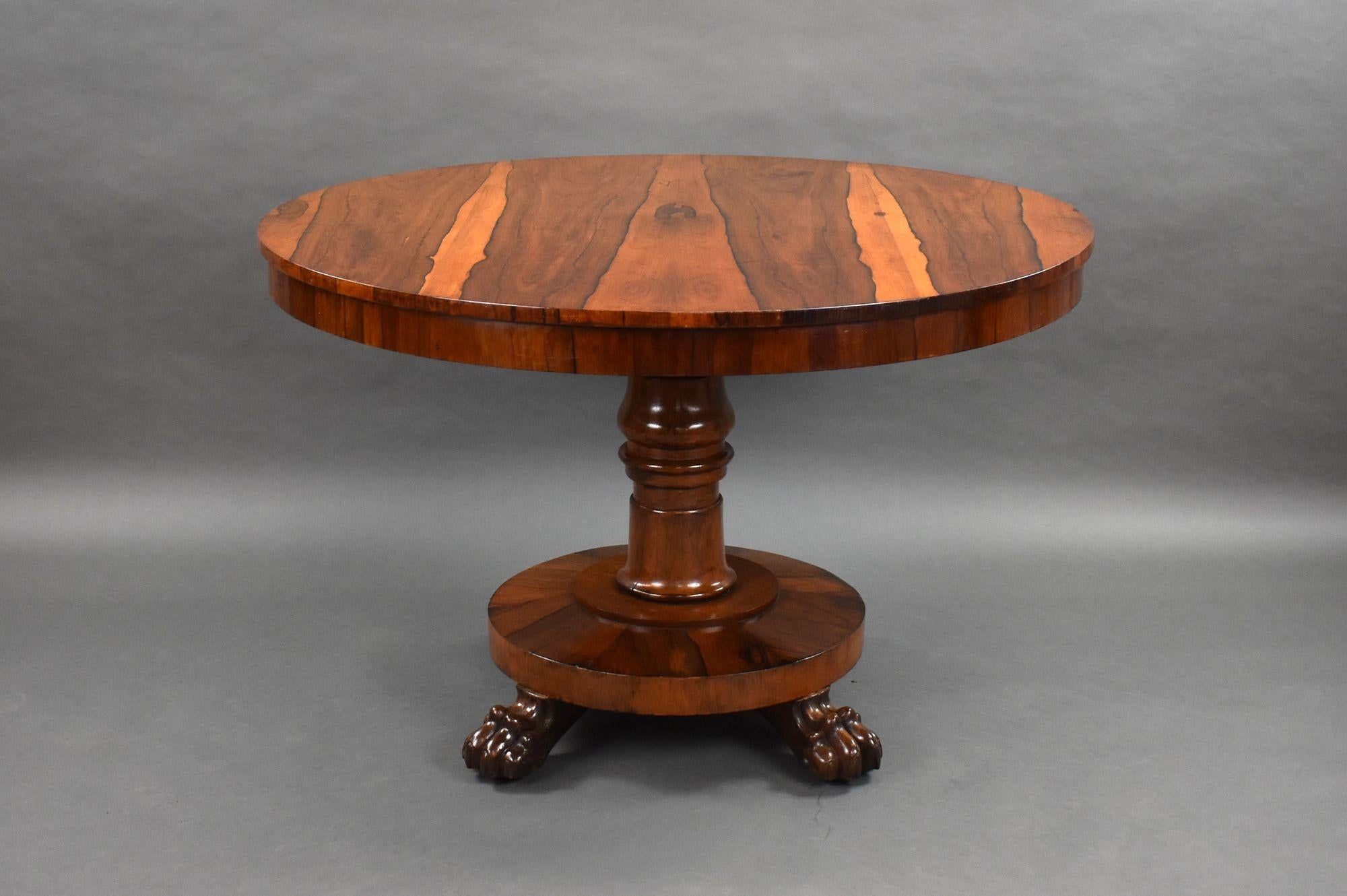 Regency Rosewood Round Breakfast Table For Sale at 1stDibs