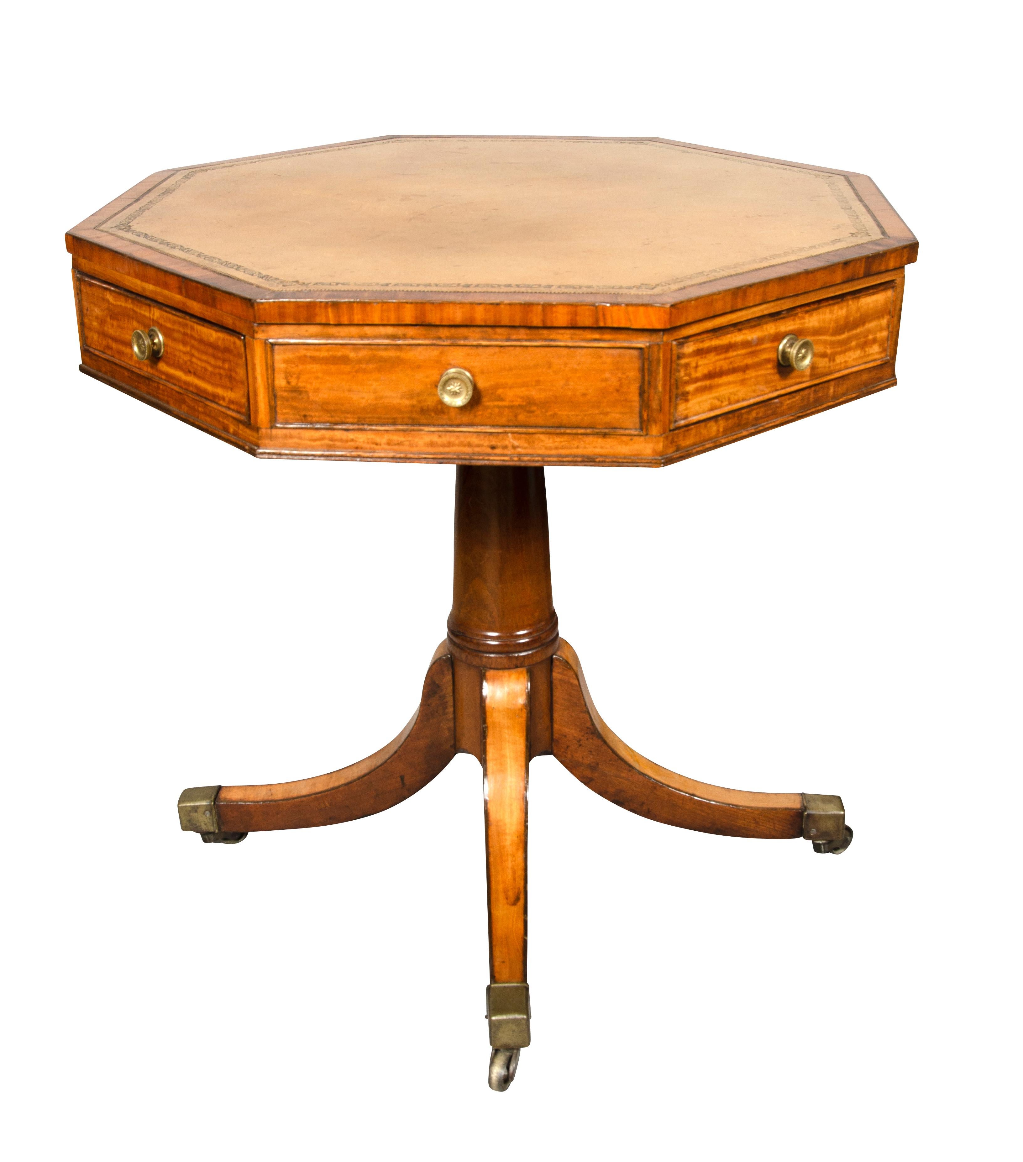Regency Satinwood Octagonal Drum Table at 1stDibs