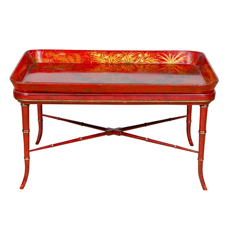 Regency Scarlet and Gilt Japanned Papier Mache Tray by Henry Clay For ...