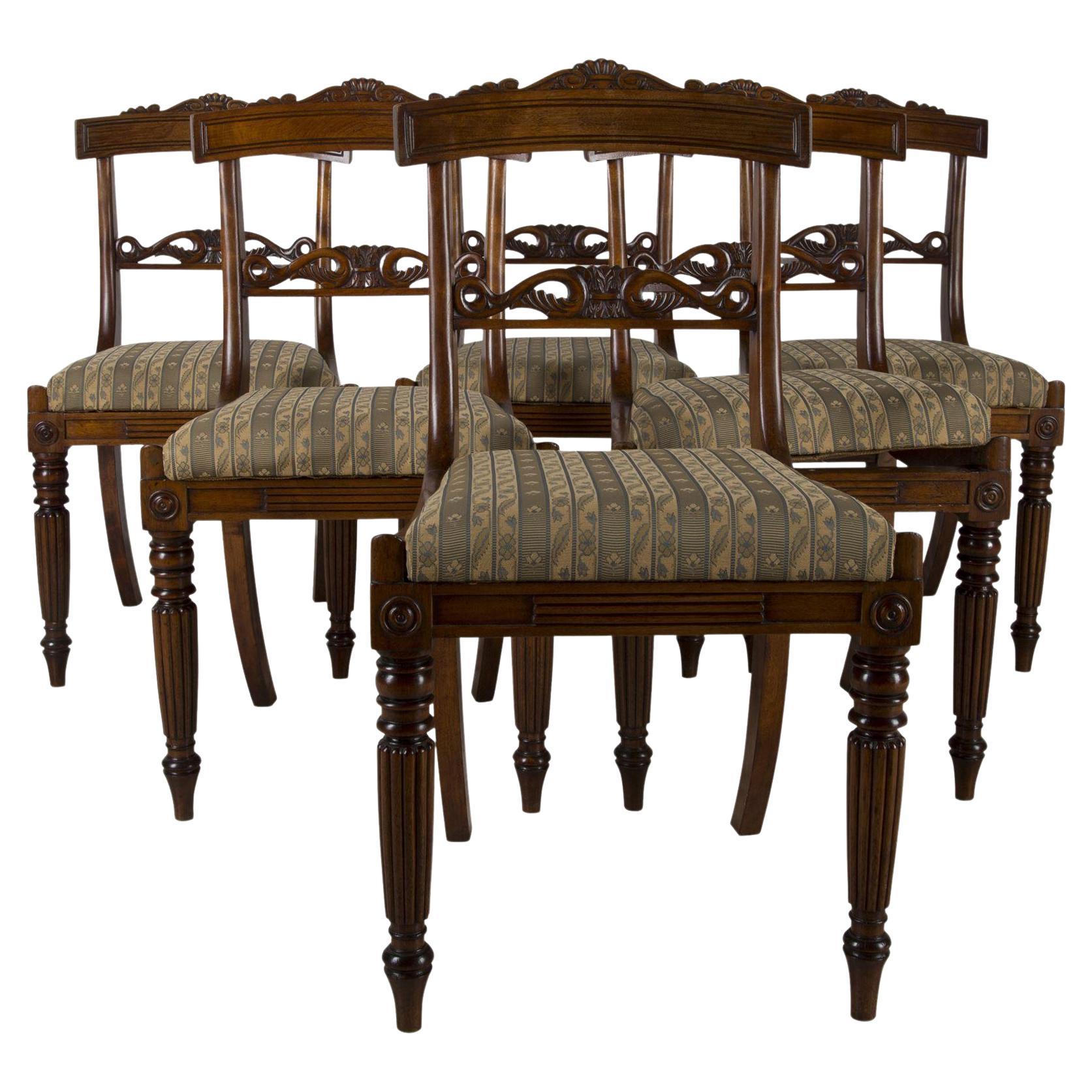 Set of Six Regency Style Mahogany Dining Chairs For Sale at 1stDibs