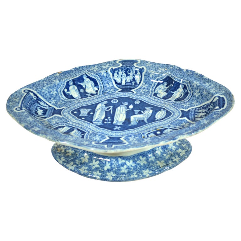 Regency Spode Neo-Classical Greek Pattern Blue Tazza For Sale at 1stDibs