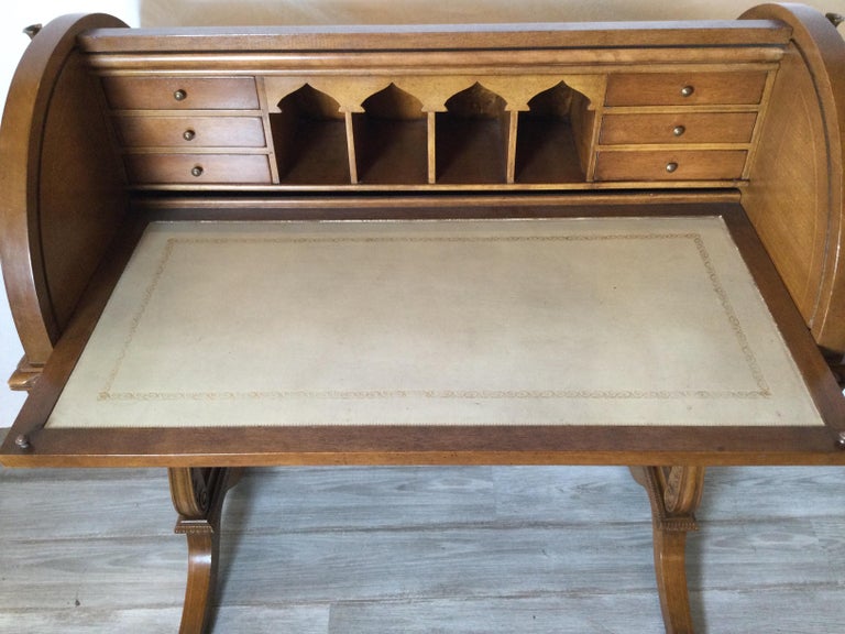 Regency Style Barrel Top Desk in Fruitwood For Sale at 1stDibs