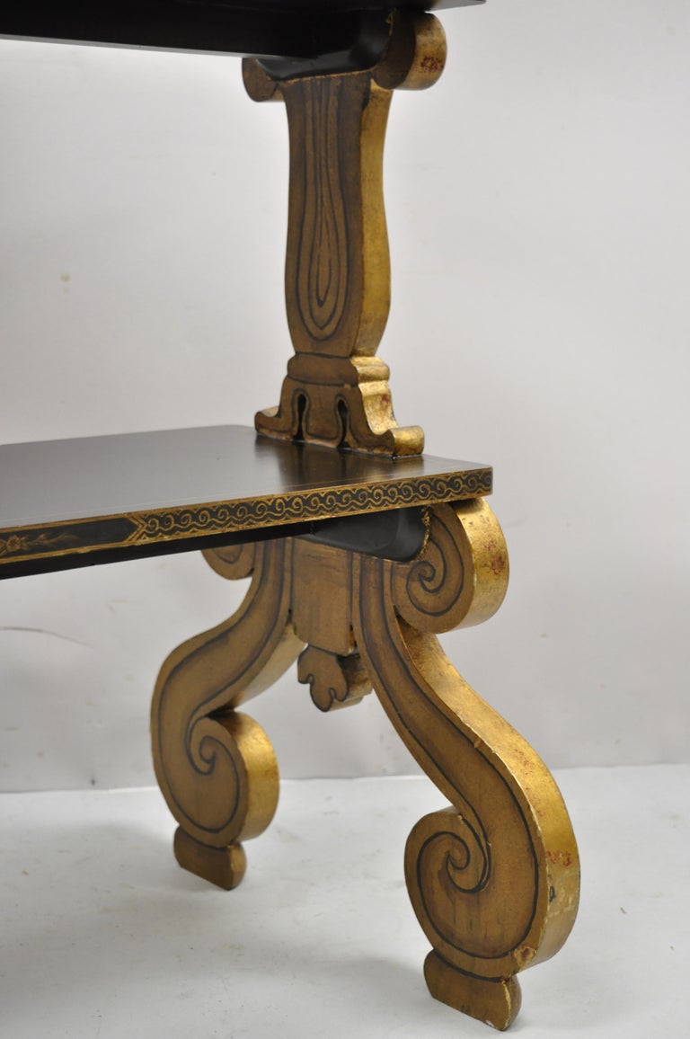 Regency Style Black and Gold 3 Tier Whatnot Stands Bookcase Shelves ...