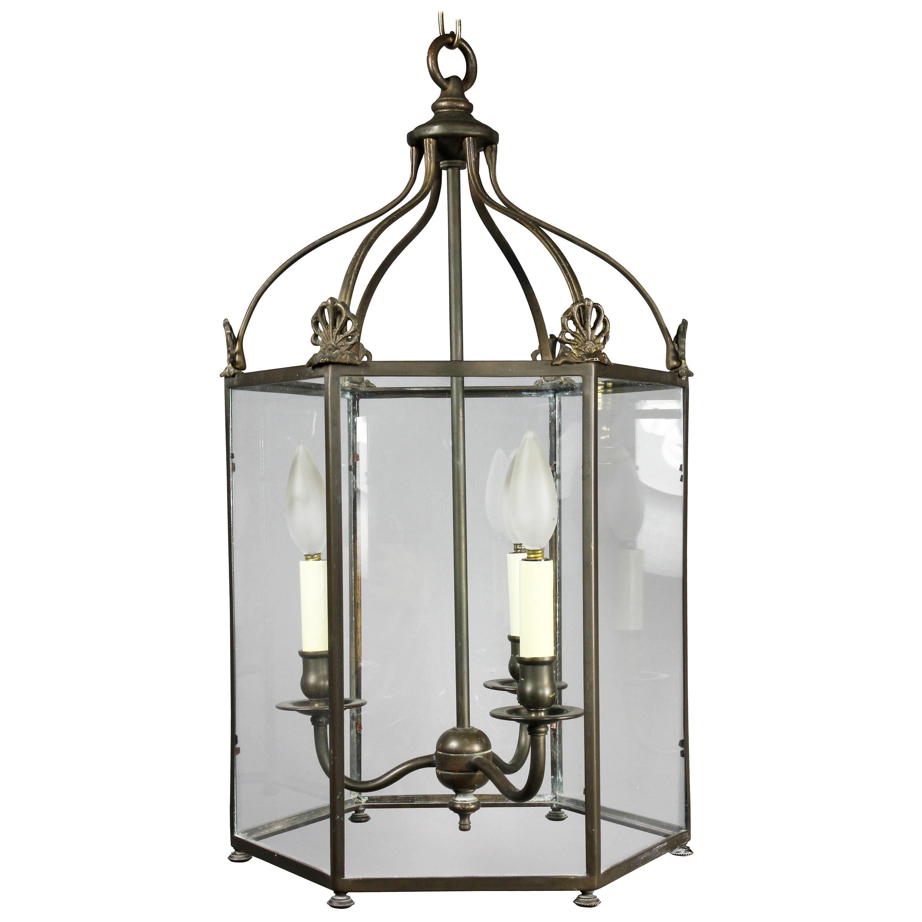 A Good Regency Brass and Glass Hexagonal Hall Lantern at 1stdibs
