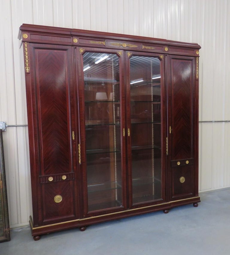 French Louis XVI Rosewood Regency Style Brass-Mounted Breakfront For ...