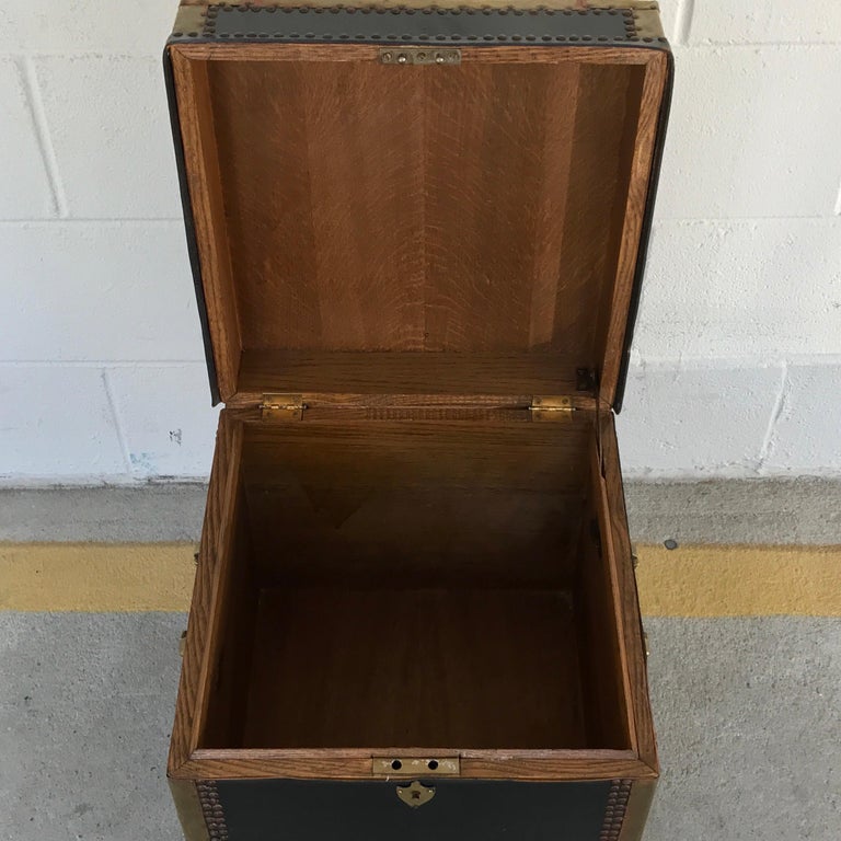 Regency Style Brass-Mounted Leather Cube Trunk For Sale at 1stDibs