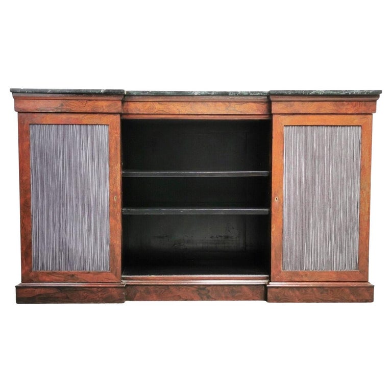 Regency Style Breakfront Marble Top Sideboard Cabinet For Sale at 1stDibs