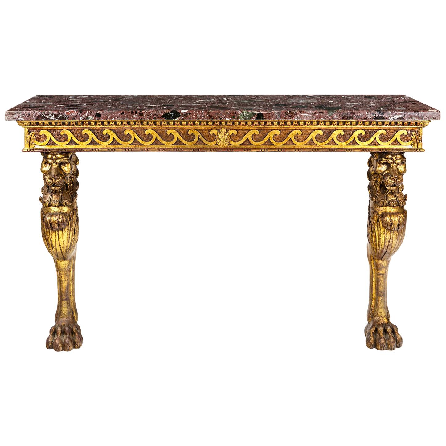 Regency Style Marble-Top Console Table For Sale at 1stDibs