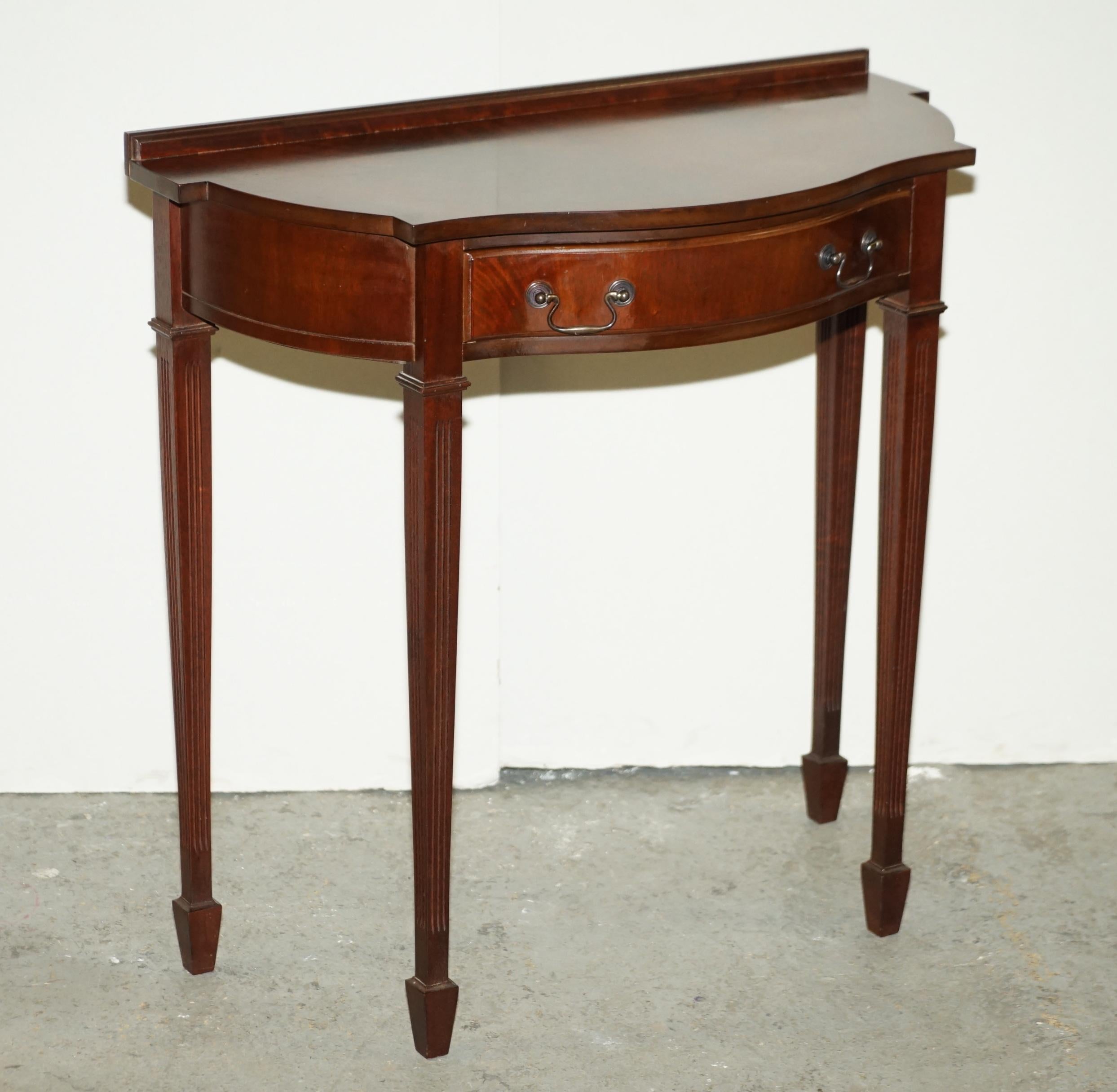 Regency Style Demilune Flamed Hardwood Console Hall Table with Spade ...