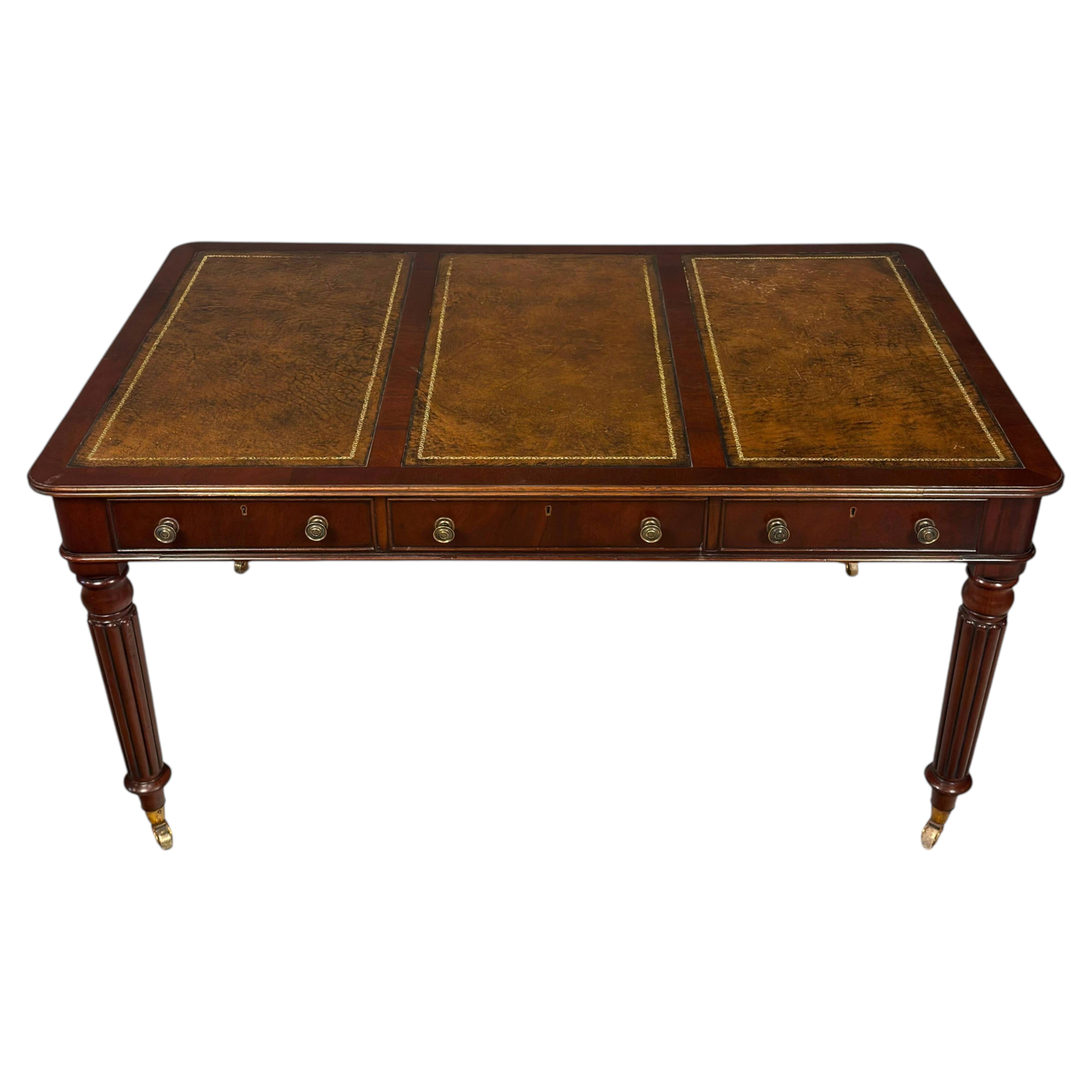 Regency Style English Writing Table with Leather Surface For Sale at ...