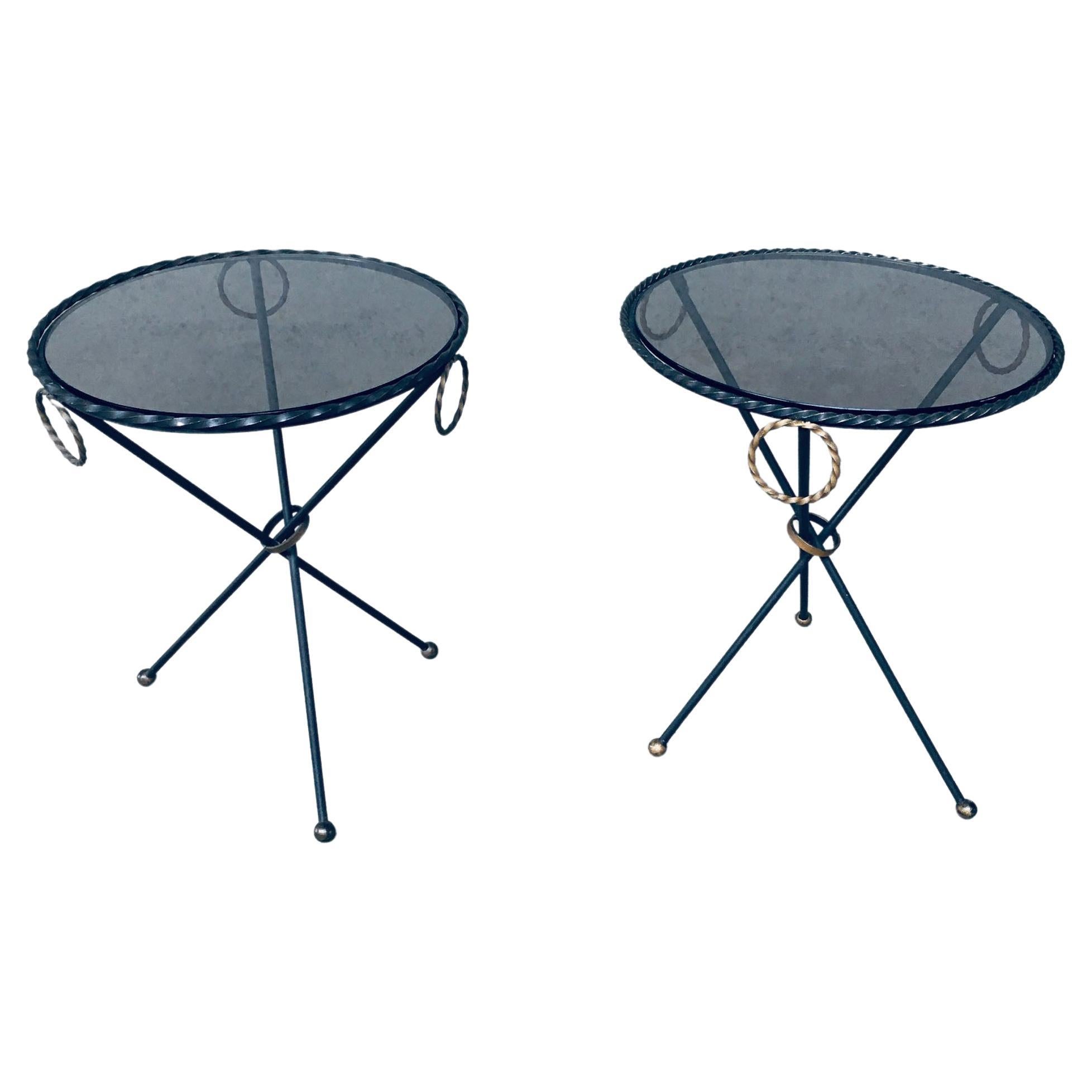 Regency Style Fer Forgé Side Table Set 1950's France at 1stDibs