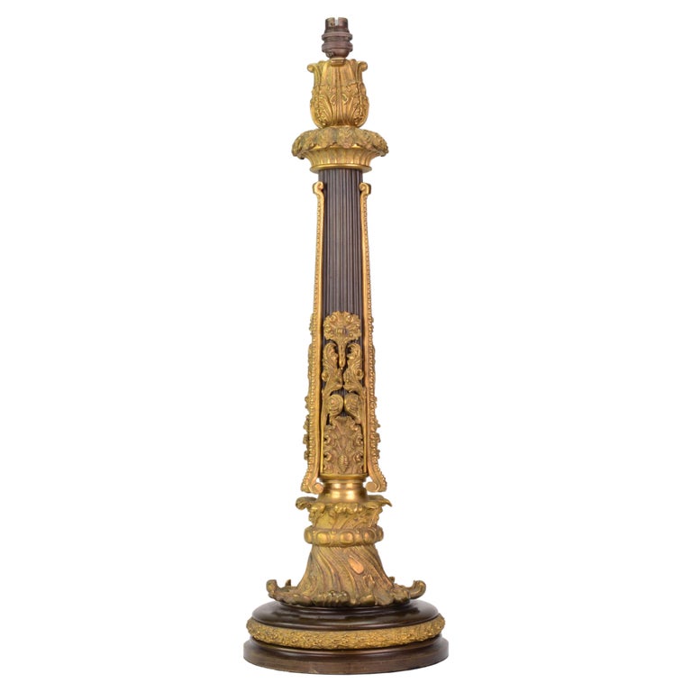 Regency Style Gilt and Patinated Bronze Table Lamp For Sale at 1stDibs