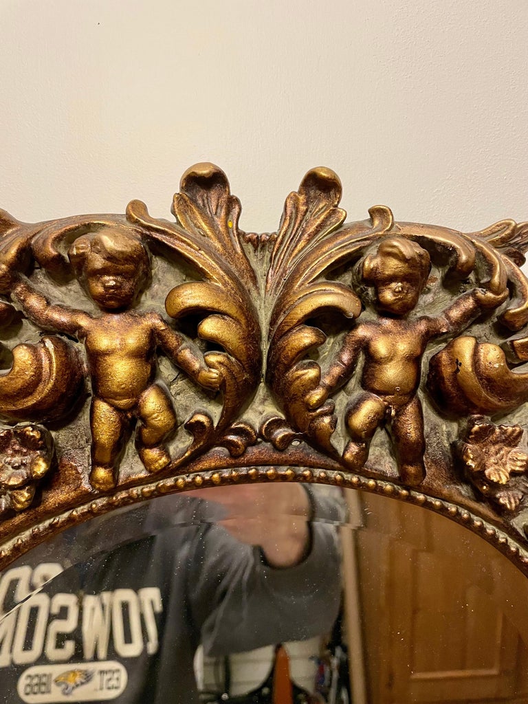Regency Style Gilt Cherub Mirror For Sale at 1stDibs