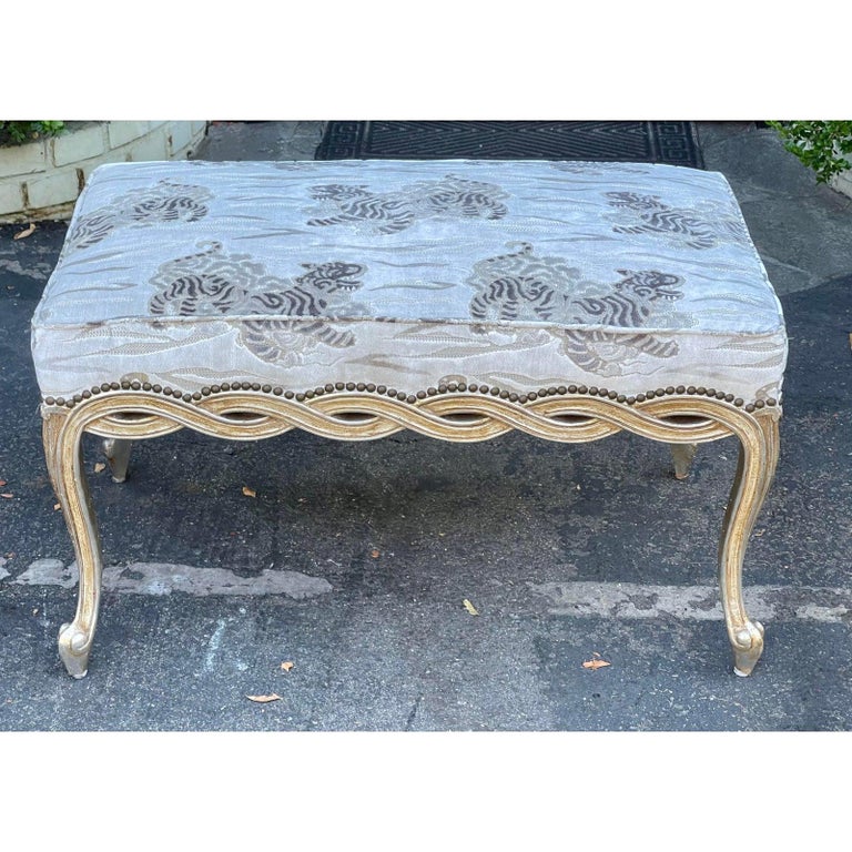 Regency Style Giltwood Bench with Tibetan Tiger Velvet by Randy Esada ...