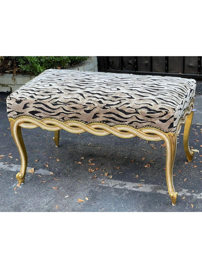 Regency Style Giltwood Ribbon Bench with Zebra Velvet by Randy Esada ...
