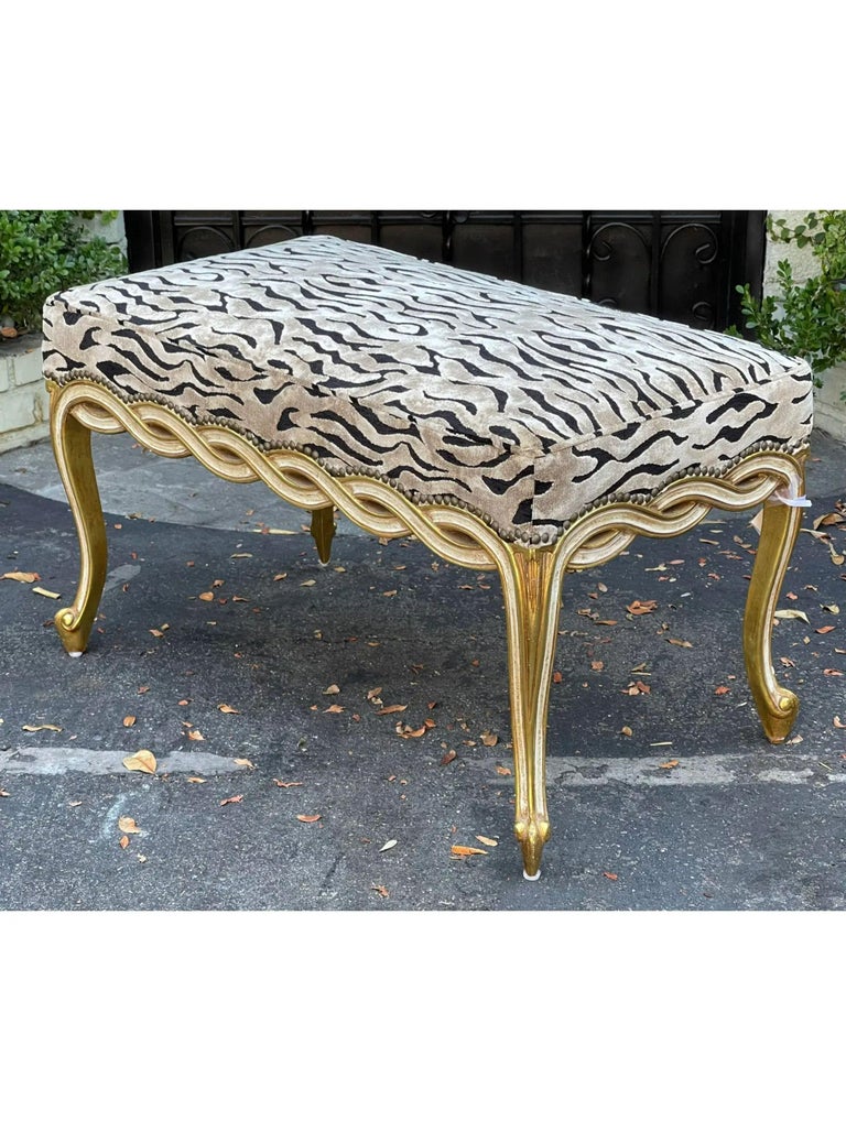 Regency Style Giltwood Ribbon Bench with Zebra Velvet by Randy Esada ...