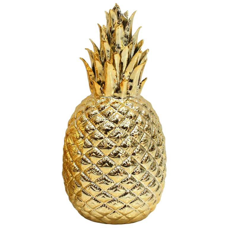 Regency Style Golden Pineapple Decorative Porcelain For Sale at 1stDibs