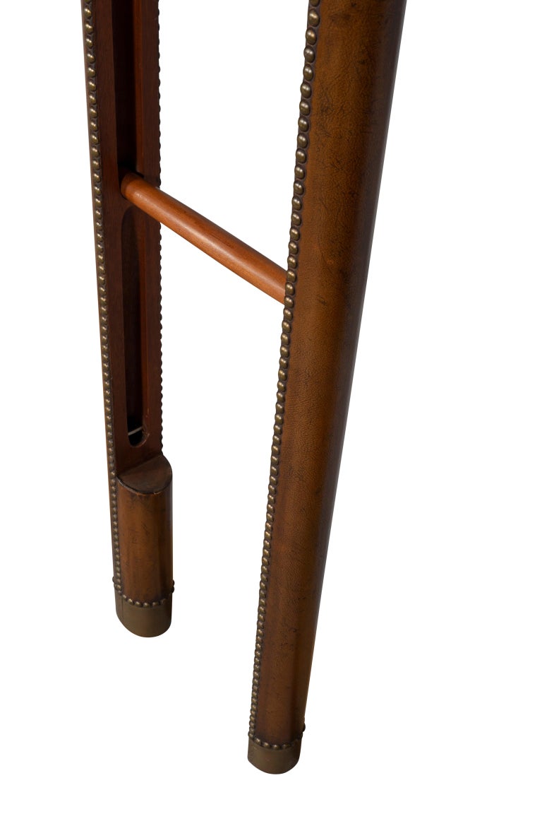 Regency Style Leather and Brass Stick Ladder For Sale at 1stDibs