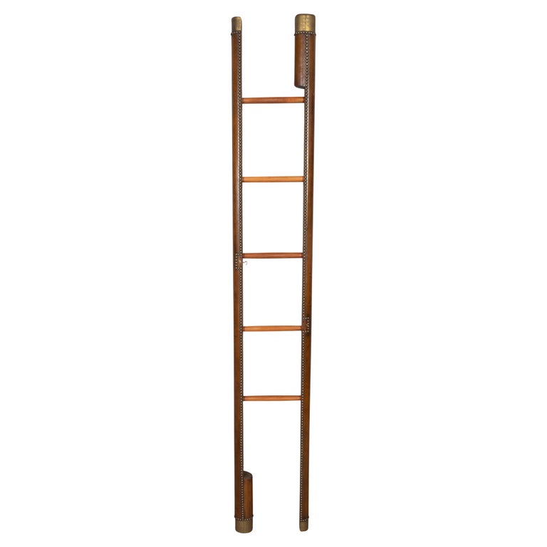 Regency Style Leather and Brass Stick Ladder For Sale at 1stDibs