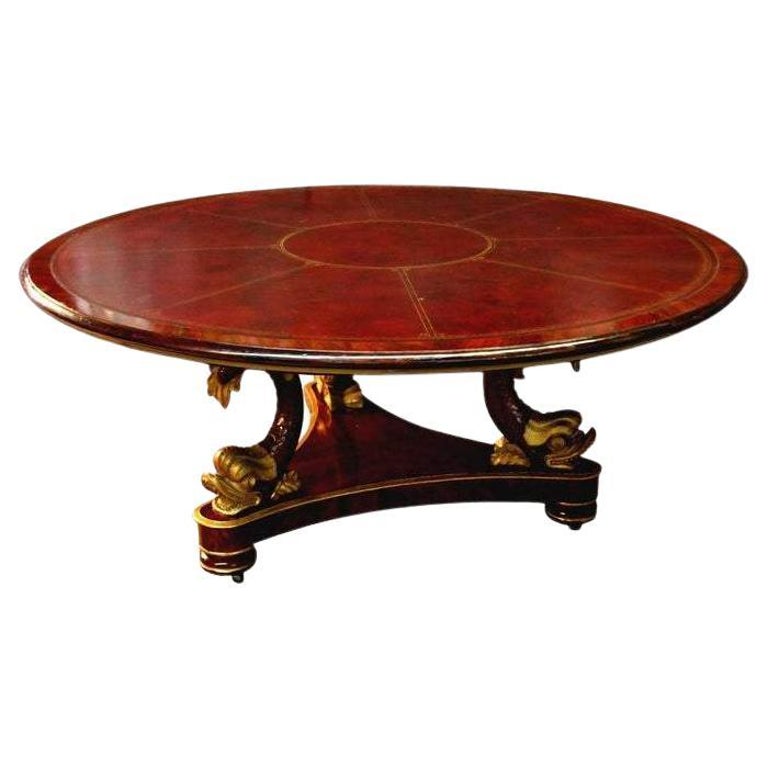 Regency Style Leather Top Center Table For Sale at 1stDibs