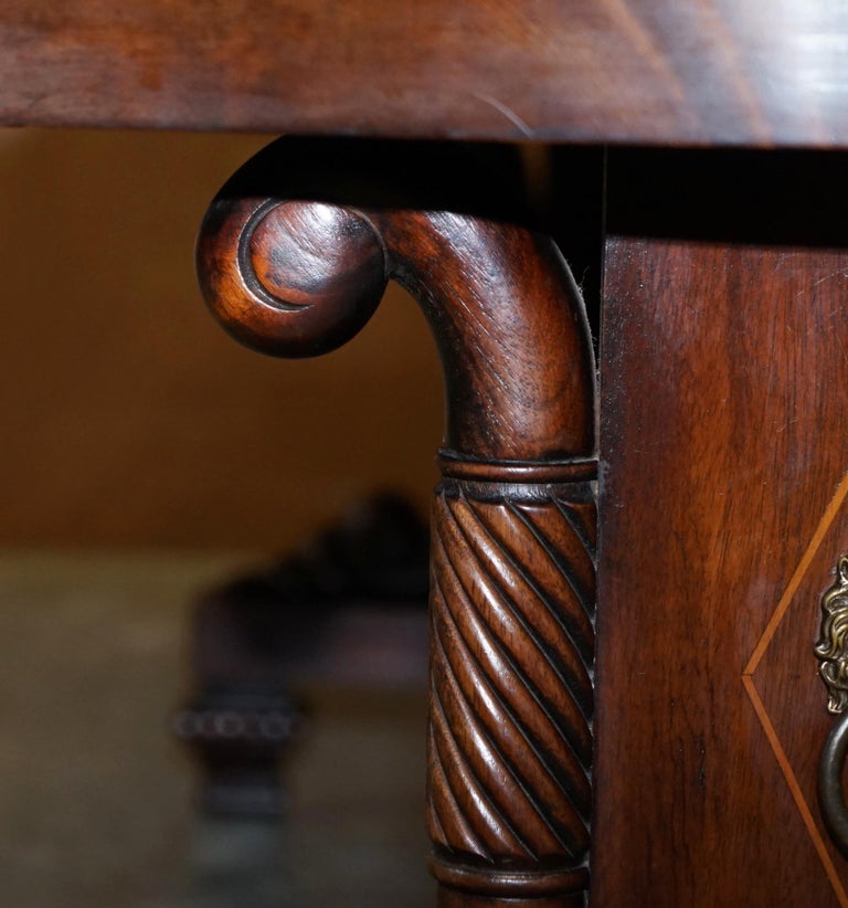 Regency Style Lions Head Handle Oxblood Leather and Walnut Coffee ...