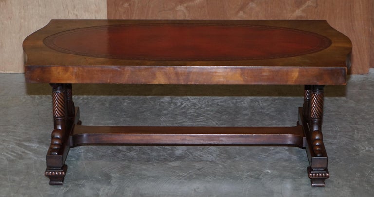Regency Style Lions Head Handle Oxblood Leather and Walnut Coffee ...