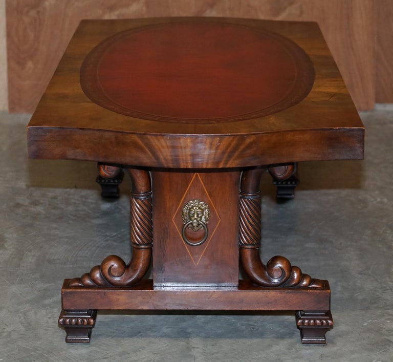Regency Style Lions Head Handle Oxblood Leather and Walnut Coffee ...