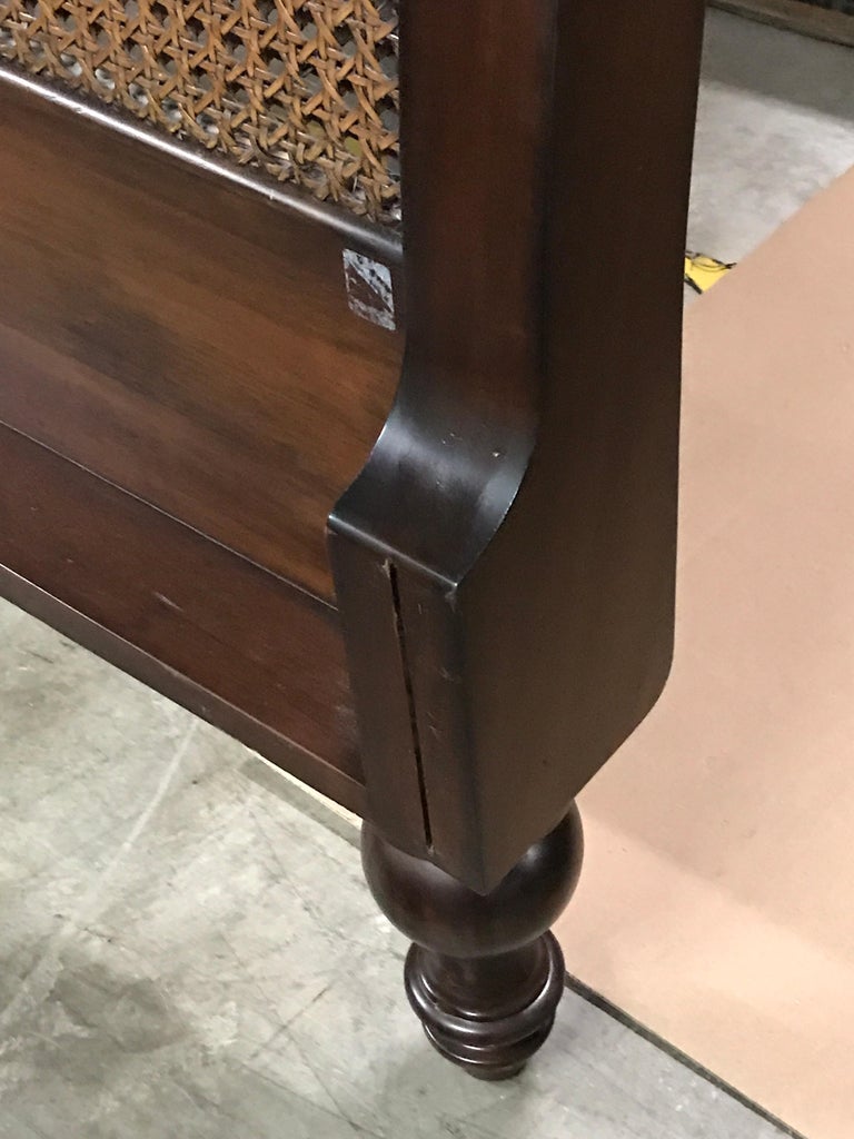 Regency Style Mahogany and Caned Queen Bed at 1stDibs