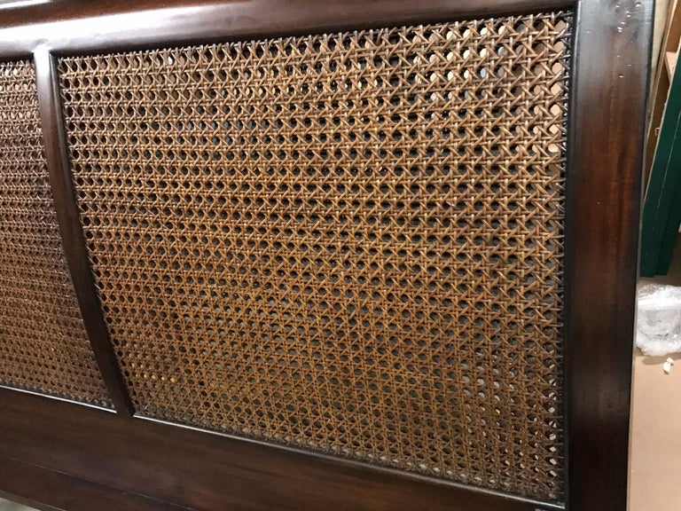 Regency Style Mahogany and Caned Queen Bed at 1stDibs
