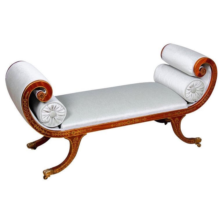 Regency Style Mahogany and Stenciled Bench at 1stDibs