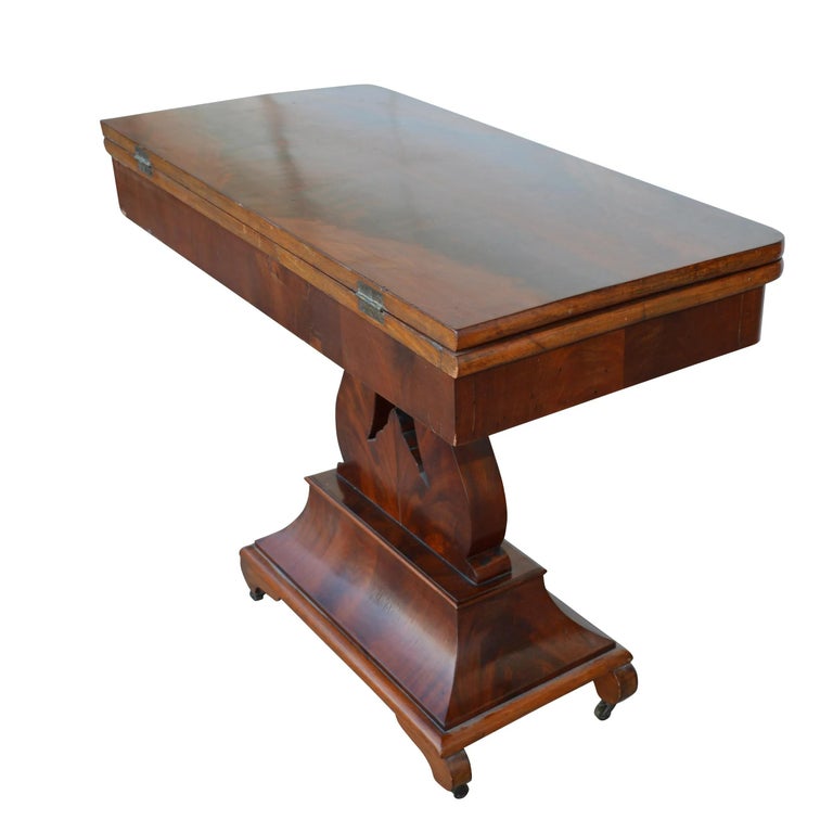 Regency Style Mahogany Harp Lyre Base Game Table For Sale at 1stDibs