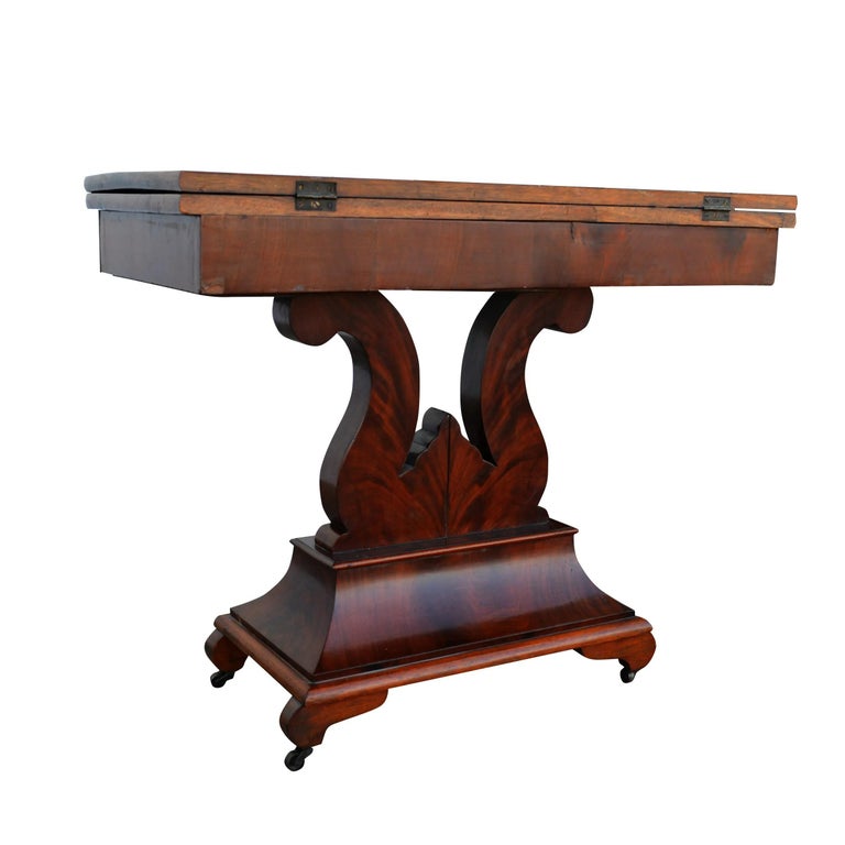 Regency Style Mahogany Harp Lyre Base Game Table For Sale at 1stDibs