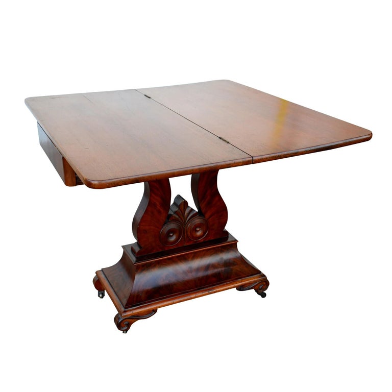 Regency Style Mahogany Harp Lyre Base Game Table For Sale at 1stDibs
