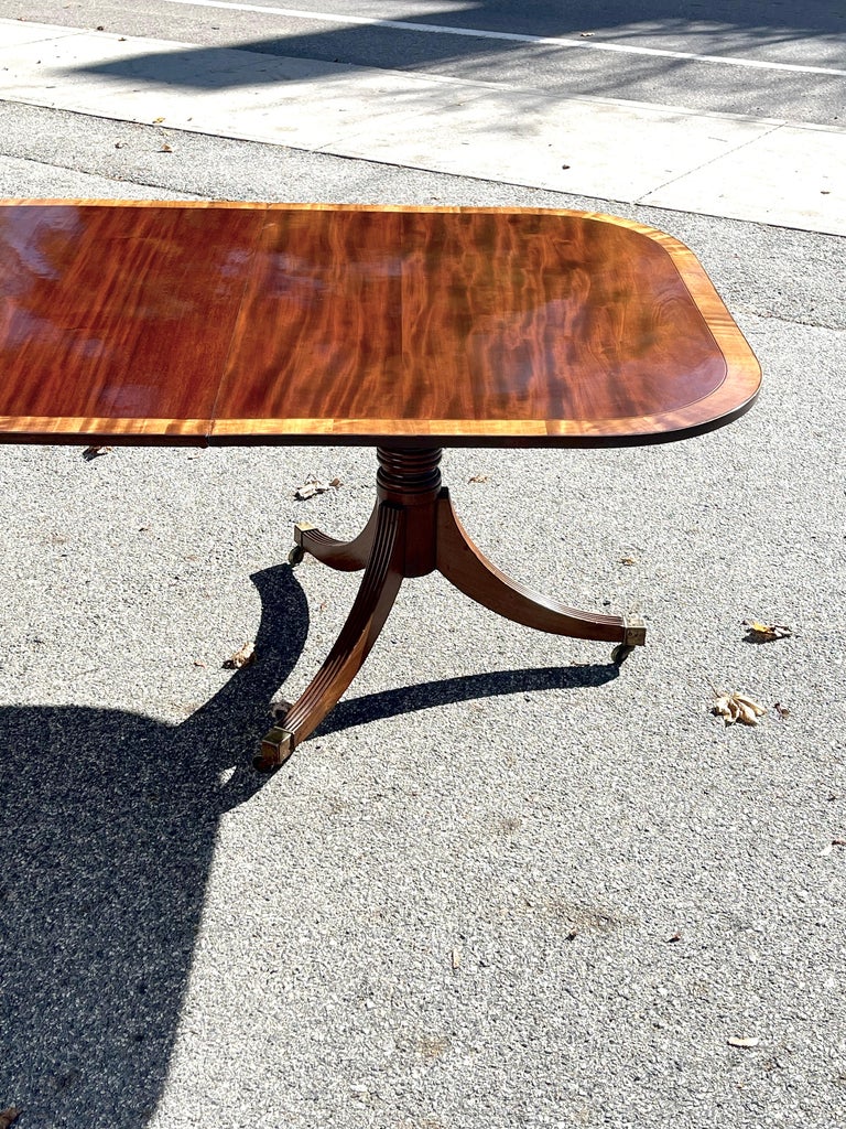 Regency Style Mahogany Triple Pedestal Dining Table with Satinwood ...