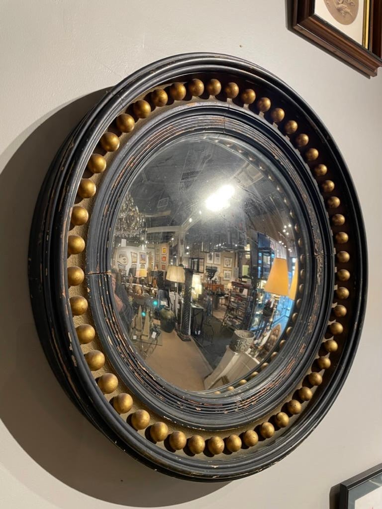 Regency Style Painted and Gilt Wood Round Convex Bullseye Mirror at 1stDibs