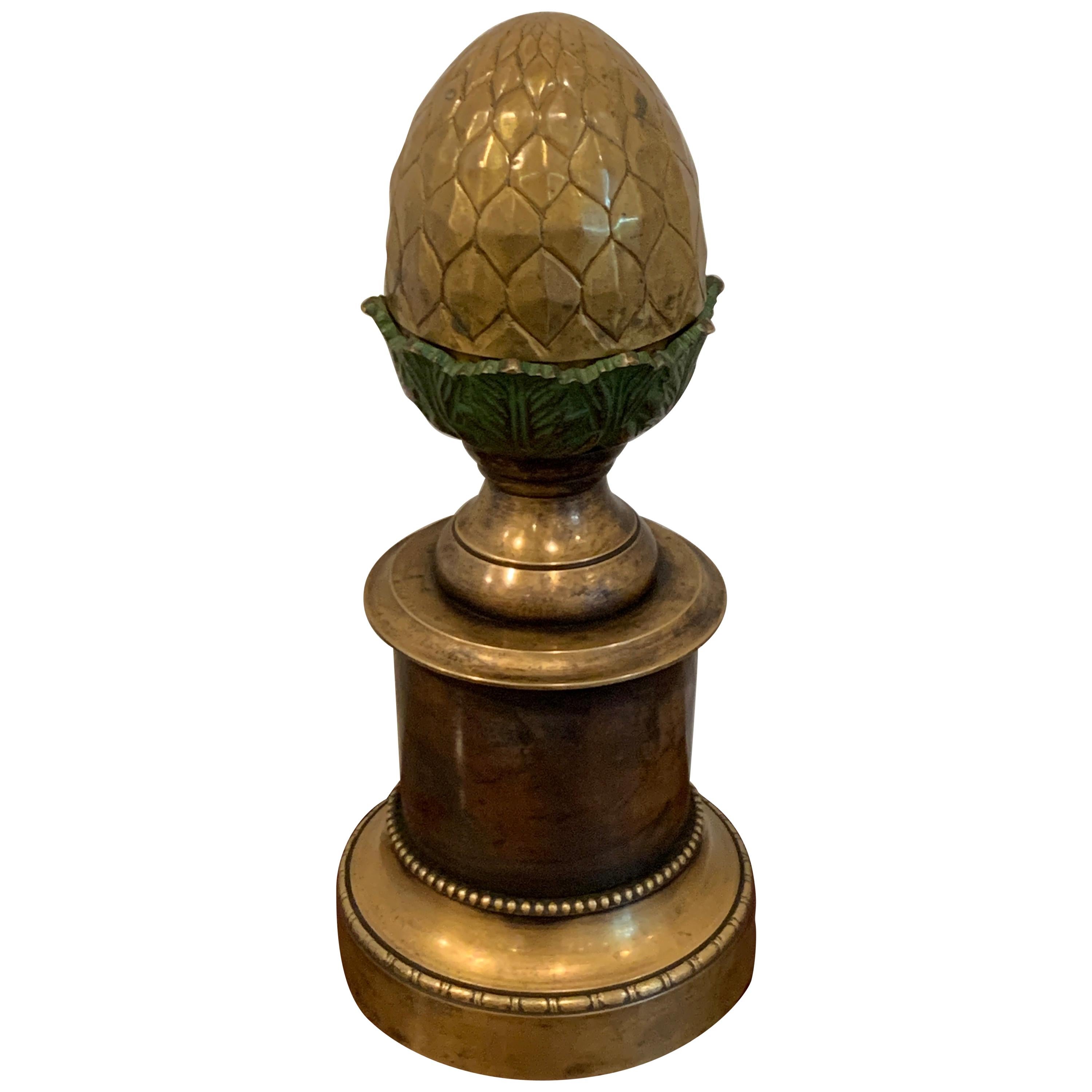 Regency Style Polychromed Acorn Motif Newel Post at 1stDibs