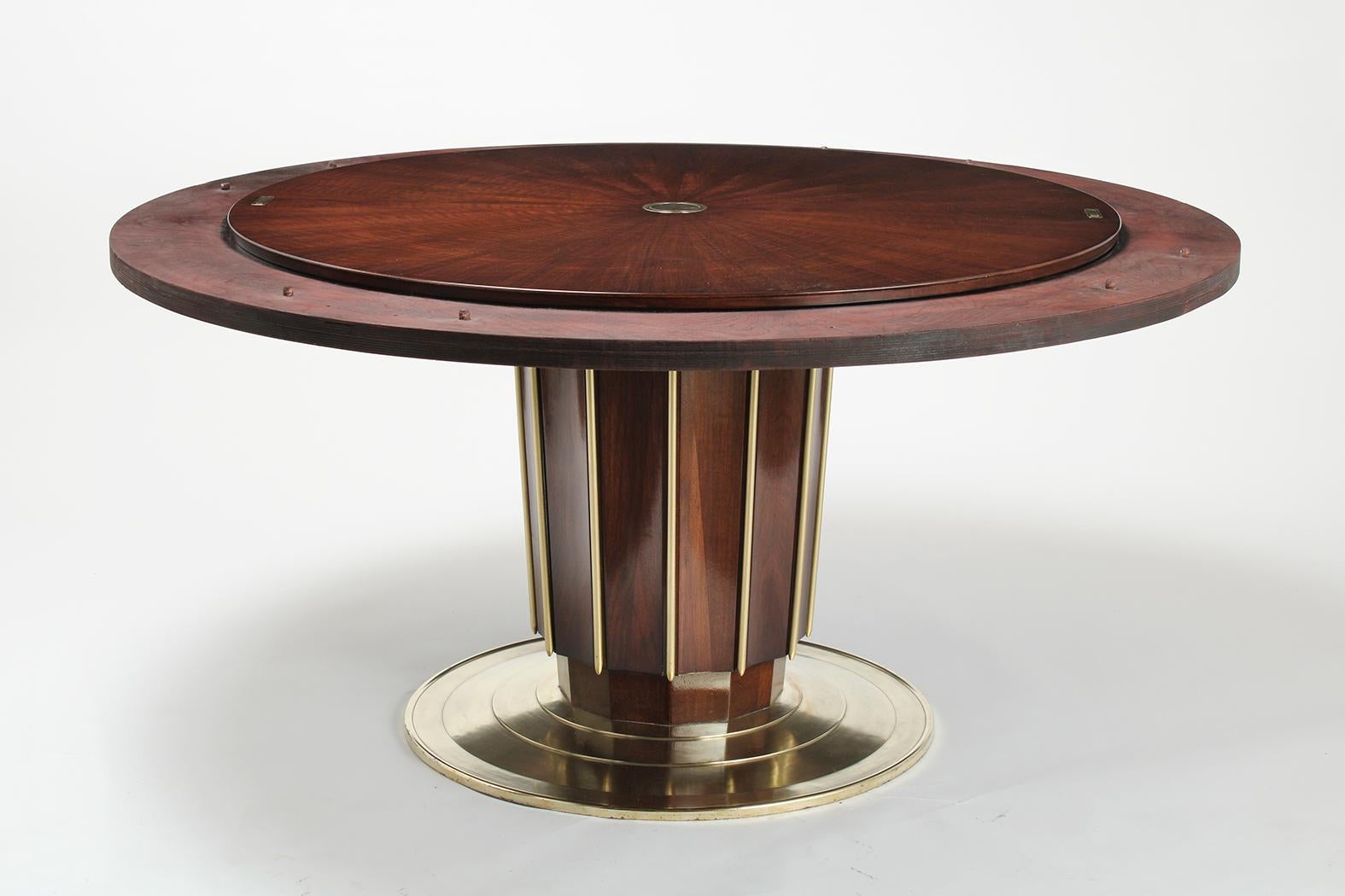 Regency Style Round Dining Table by Baker with Lazy Susan at 1stDibs ...