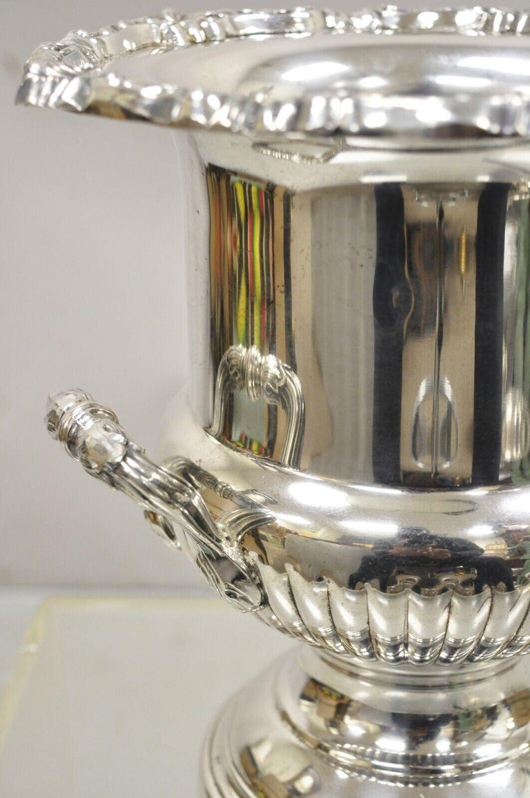 Regency Style Silver Plated Ribbed Champagne Bucket Trophy Cup Wine Ice ...