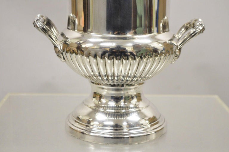 Regency Style Silver Plated Ribbed Champagne Bucket Trophy Cup Wine Ice ...